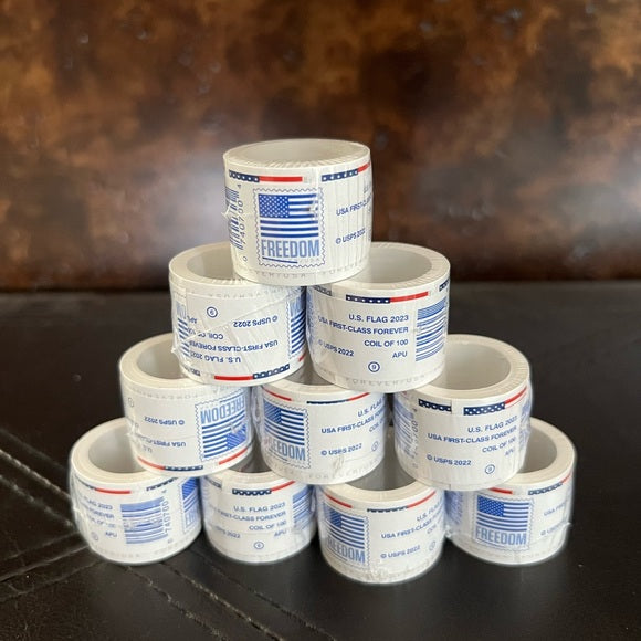 100 Forever Stamps U.S. Flags - Coil of 100 (1 Roll) – SafeStamps